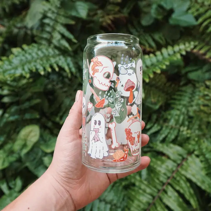 Cheerware 20oz Can Glass w Lid and Straw — Skulls Unlimited International, Inc.